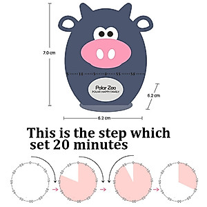 Golandstar Cute Cartoon Cow or Bear Timers 60 Minutes Mechanical Kitchen Cooking Timer Clock Loud Alarm Counters Mini Size Manual Timer (White Bear)