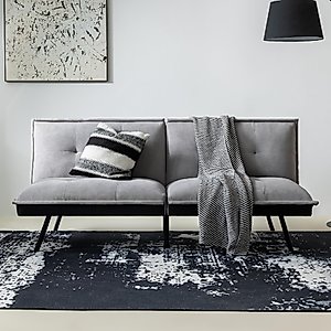 Futon Sofa Bed, Memory Foam Futon Convertible Couch Bed Sleeper, Futon Couch with Adjustable Backrest, Multi-Functional Convertible Sofa Bed, Space-Saving Sleeper Sofa for Living Room, Grey-3
