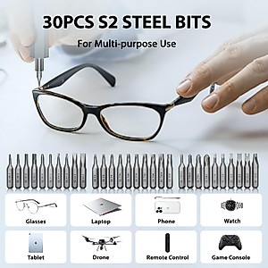 CasaCulina Mini Electric Screwdriver, 37 in 1 Electric Precision Screwdriver Kit with 30 Magnetic Bits, Small Electric Screwdriver Set Cordless Rechargeable Repair Tools for Phone Camera Watch, Red