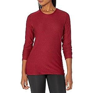 TYR Women's Standard Airtec Performance Long Sleeve Sport Tee, Heather Wine, Large