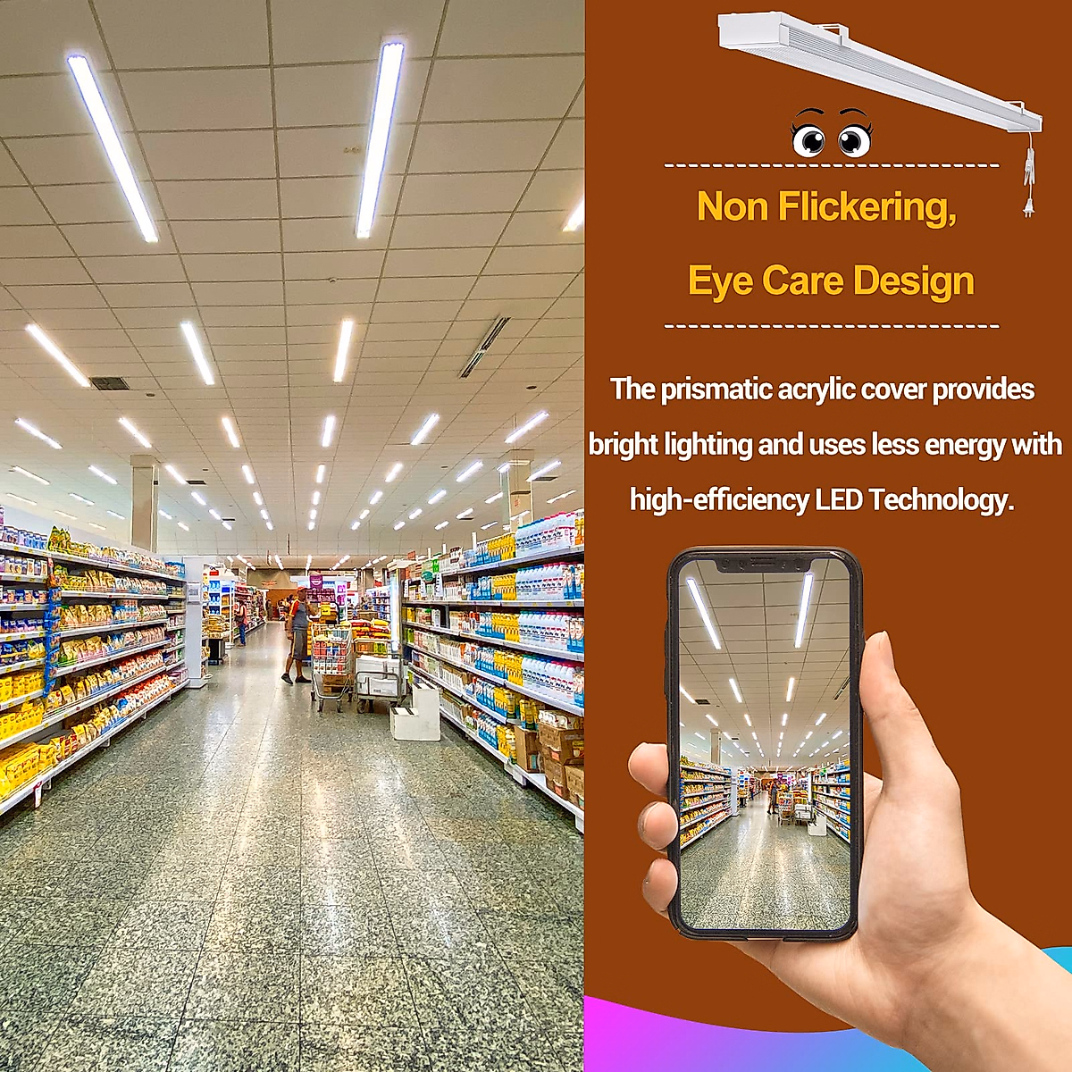 FAITHSAIL 5 Pack 4FT LED Shop Light, 40W LED Utility Light with Plug, 4000 LM, 4000K, 48 Inch LED Garage Light with Hanging Chain for Garage, Basement, Workshop, Hanging or Flush Mount, Non-Linkable