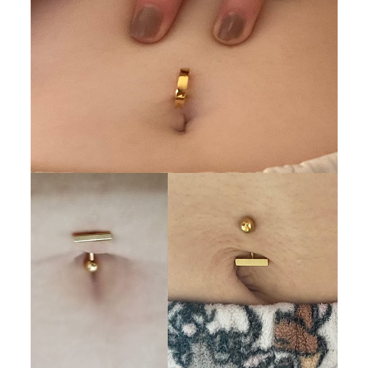 MODRSA Small Belly Button Ring Small Navel Ring Tiny Belly Button Ring Clicker Belly Button ring Petite Belly Ring Simple Gold