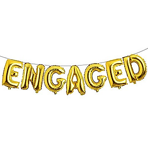 16 inch multicolored Engaged AF Balloon Letters Banner Engagement Party Decorations Supplies (ENGAGED Gold)
