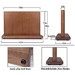 Knife Block,magnetic knife holder stand for kitchen counter,Knife Storage rack shelves, Rubber Wood Knife storage Organizer with Double Sided Magnetic,Knife Display Stand,without knives(12 * 7“)