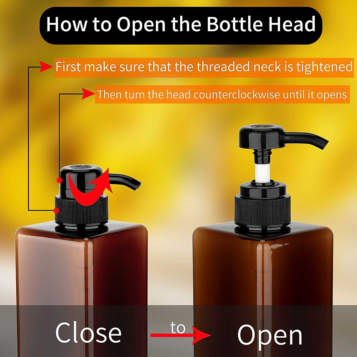 2 Pack 450ml/15.2oz Square Pump Bottle Dispenser Dulinkas Refillable Plastic Lotion Dispenser Empty Lotion Pump Bottle Liquid Container for Essential Oil Soap Lotion Shampoo Amber