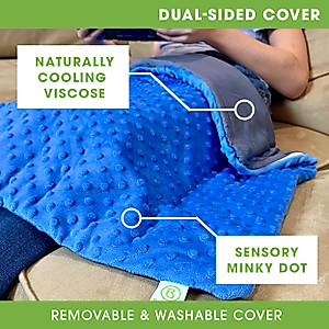 BARMY Weighted Lap Pad for Kids (24”x24”, 5lbs, 8 Colors) Weighted Lap Blanket with Removable, Washable Cover, Sensory Lap Pad for Child, Teen, Dogs, 100% Cotton Inner Weighted Blanket, Blue