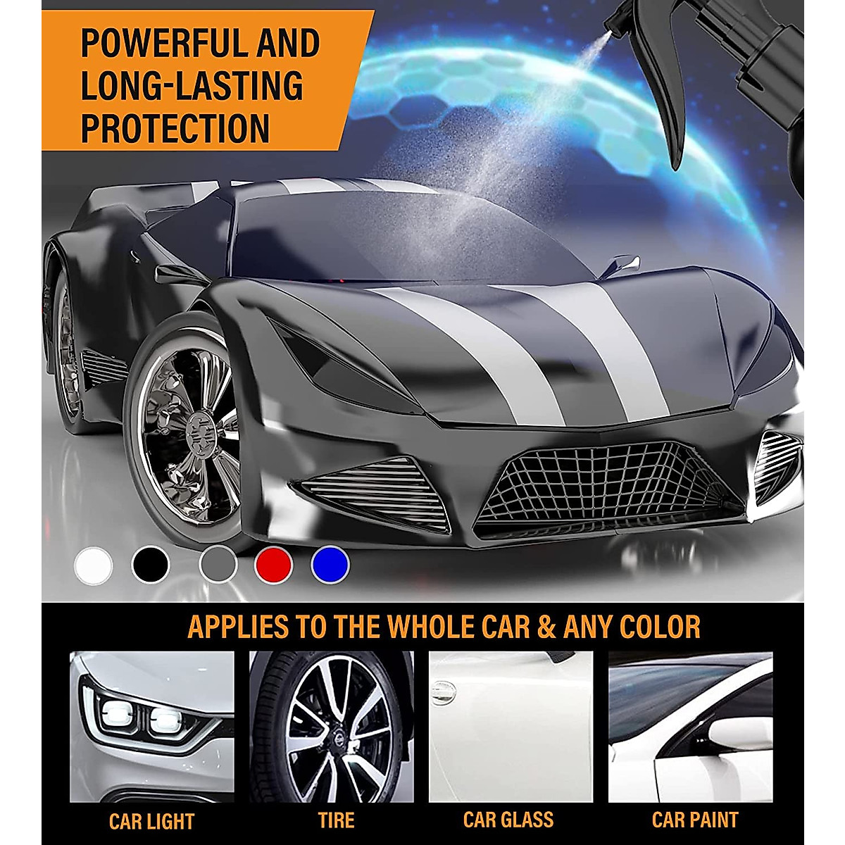 2pc Quick Ceramic Coating Seal Kit - Headlight Restoration - Glass Cleaner - Plastic Trim Restorer - Makes Cars Look Like New - Long Lasting Shine - High Protection (120ml + Glitter Cloth)