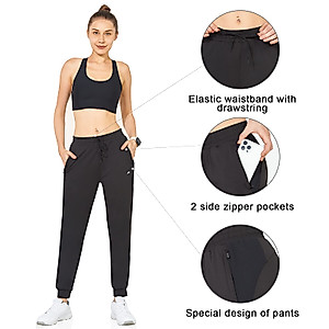 ALLZERO Women's Track Pants Casual Lounge Joggers Pants with Pockets Soft Sweatpants for Athletic,Running,Workout Black XL