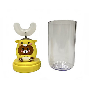 Electric Toothbrush for Kids, Dentist Recommended, Automatic Children's Electronic Toothbrushes, Waterproof, 2 Brush Heads U Shape Toothbrush Soft Head Toothbrush, 5 Cleaning Modes, Rinsing Cup (Pink)