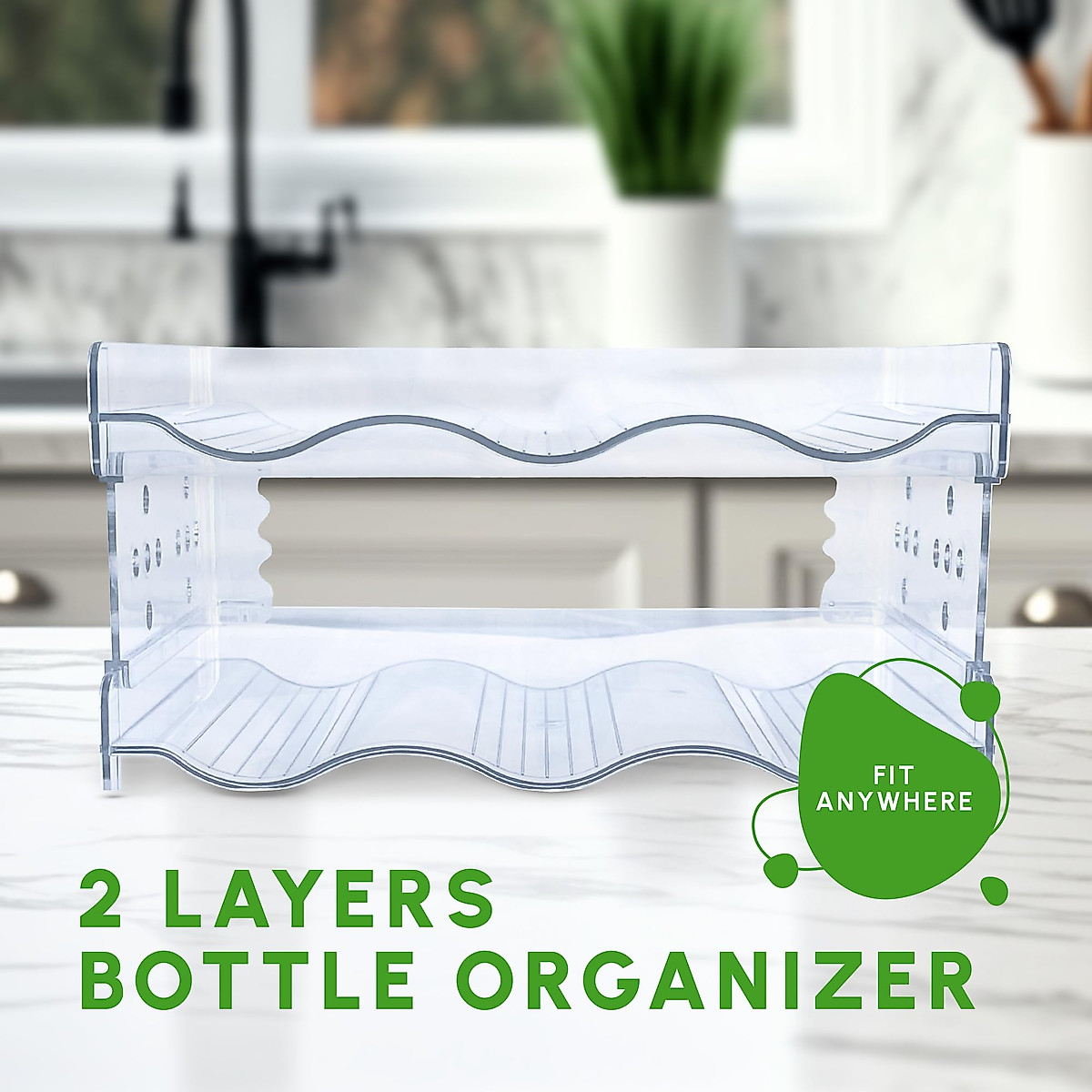 Kayya 6 Pack Water Bottle Organizer for Cabinets - Acrylic Stackable Water Bottle Storage Rack, Tumbler Cup Holder, Cabinet Cup Organizer