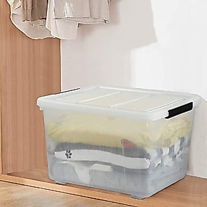 Waikhomes 4 Pack Large Plastic Storage Boxes, Large Lidded Storage Bins with Wheels, 70 L