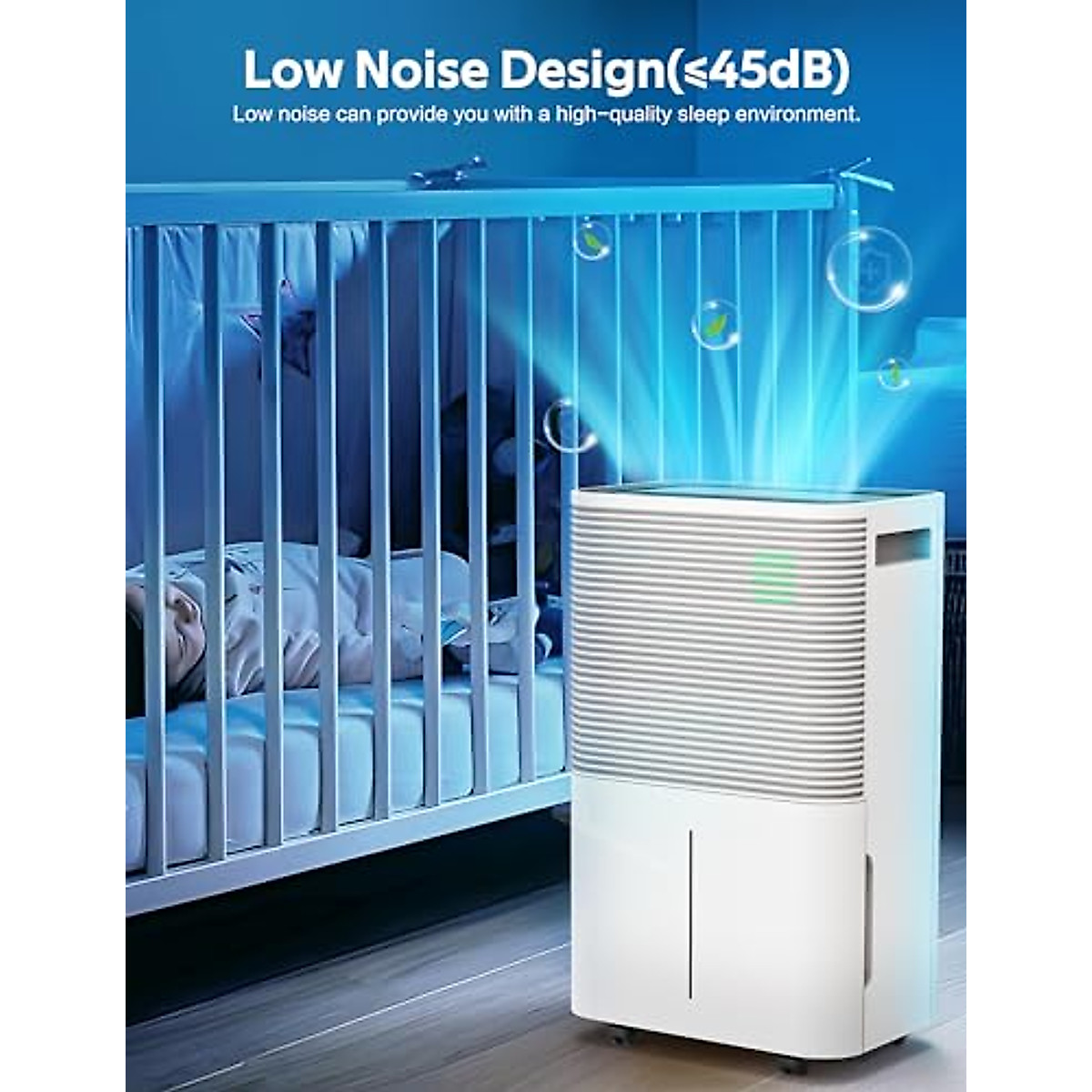 ZAFRO Dehumidifiers for Home, Bathroom, Bedroom, 45 Pints (50 Pint Under 90°F/90% RH) Dehumidifier with Auto Defrost, 4L Water Tank, 3 Colors LED Light, White