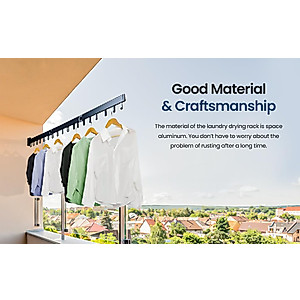 Wall Mounted Clothes Drying Rack - Collapsible, Foldable Space Saving Laundry Hanger - Trifold Expandable, Retractable Heavy Duty Clothing Rack