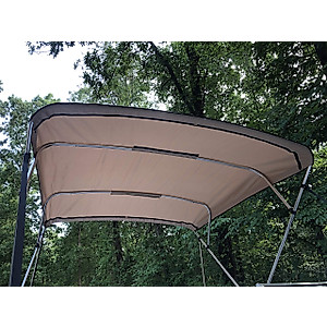 Replacement Bimini Top Canvas with Boot, Beige, 9' Long x 8.5' Wide, 16oz, by Cypress Rowe Outfitters, 4 Bow, fits 97-103" Wide