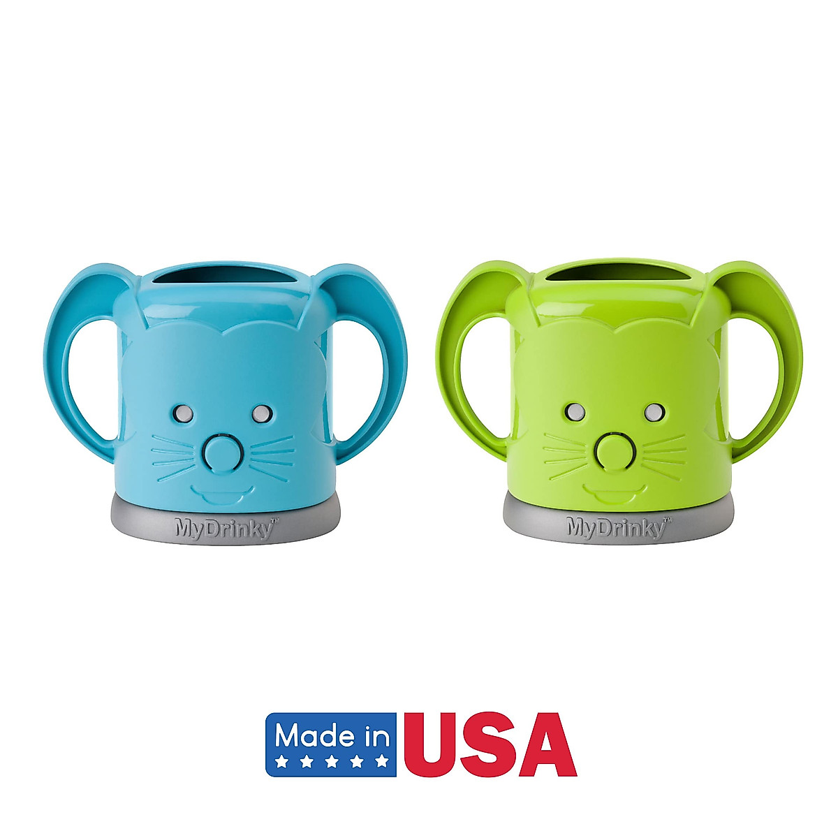 InchBug MyDrinky Pouch Holder No Squeeze, Reusable Drink Holder for Kids, Toddler and Babies | BPA-Free & Squeeze-Proof Cup Holder for Juice Boxes, Food Pouches | Dishwasher Safe, 2-Pack Lime/Aqua