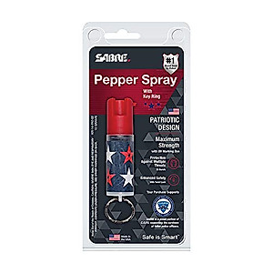 SABRE Pepper Spray With Key Ring, 25 Bursts, 10-Foot (3-Meters) Range, UV Marking Dye, Twist Lock Safety