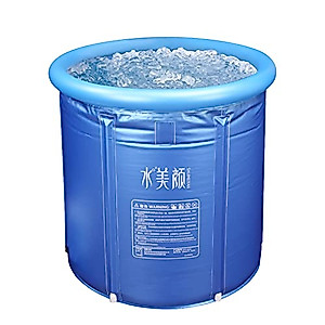 G Ganen Ice Bath Hot Tub Unisex Portable Foldable Inflatable 3 Layer PVC SPA Freestanding Bathtub For Athletes, 31.5 Inch Blue