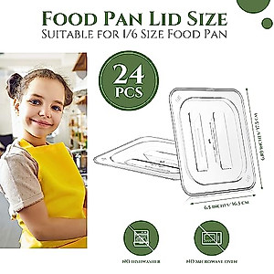 Hoolerry 24 Pcs Polycarbonate Food Pan Lid with Handle 1/6 Size Hotel Pan Cover Clear Hotel Pan Lid for Restaurant Commercial Food Container and Storage