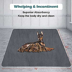 INVENHO Washable Pee Pads for Dogs 72"x72" Reusable Dog Pads Extra Large Upgrade Non-Slip Dog Pee Pads Heavy Absorbency Puppy Pee Pads Quick Dry Whelping Pads/Waterproof Puppy Training Pad