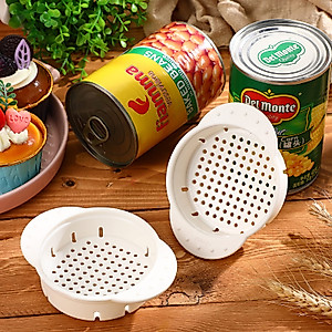 2 Pcs Mini Tuna Can Strainer White Plastic Can Colander Press No-mess Can Drainer Strainer for Vegetable Fruit Bean Tuna Canned Food