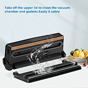 Vacuum Sealer Machine, Automatic Vacuum Air Sealing System for Food Savers, Food Sealer with Dry & Moist Food Preservation Modes, Built-in Cutter 15 Bags Starter Kit Lab Tested Easy to Clean Led Indicator Lights