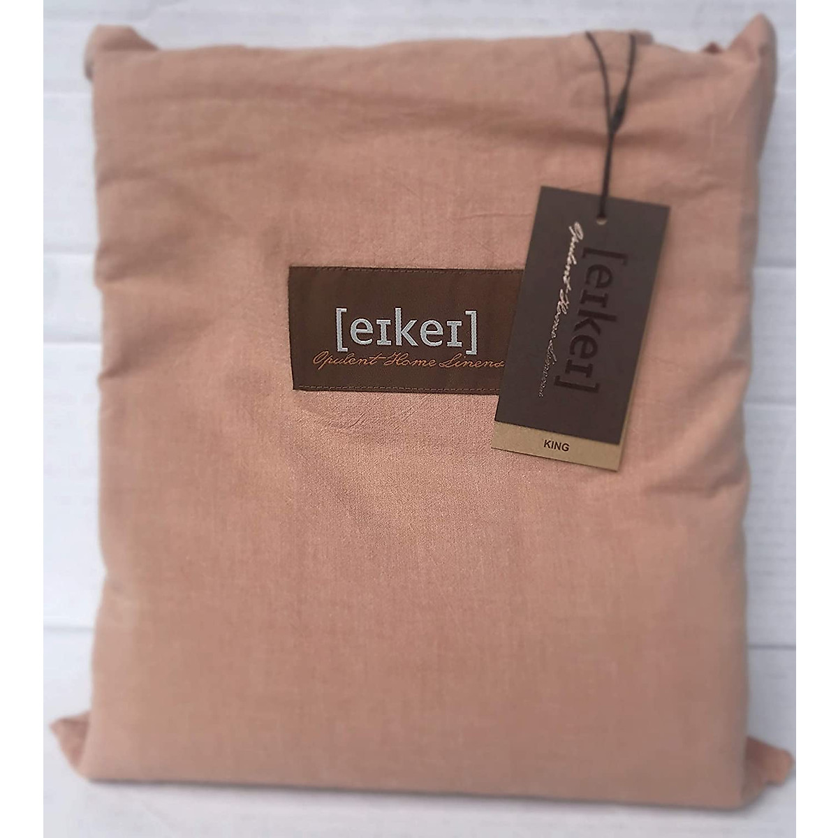 Eikei Washed Cotton Chambray Duvet Cover Solid Color Casual Modern Style Bedding Set Relaxed Soft Feel Natural Wrinkled Look (Copper Dust, Queen)