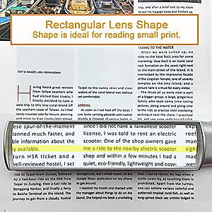 MAGDEPO 4X Lighted Handheld / Hand-Free Bar Magnifier 6 Bright LEDs with Yellow Tracker Line + 2X Stick Bar Magnifier Ideal for Reading Small Prints, Map, Newspaper, Magazine, Low Vision