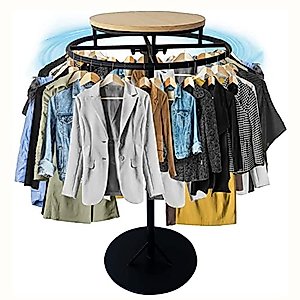 Round Rotating Clothes Rack Center Island Floor Standing Clothes Display Rack Children's Clothing Shelves for Retail Store, Dressing Room, Easy to Assemble (Color : Black, Size : 90x135cm)