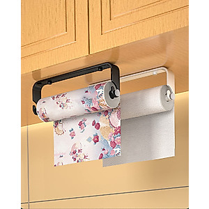 Paper Towel Holder Under Cabinet for Kitchen,Wall Mount Paper Towel Holder Paper Roll Holder,Self Adhesive or Screw Mounting Paper Towel Holder Wall Mount for Kitchen, Pantry, Sink, Bathroom (Black)