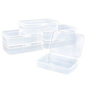 YASUOA 6 Pack Rectangle Mini Storage Containers Box with Hinged Lid, Storage Containers for Business Card, Crafts Accessories, Screws, Drills, Battery, Tiny Bead (3.5x2.5inch)