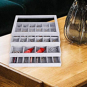AUTOARK Ice Velvet Stackable Jewelry Tray Showcase Display Organizer,Set of 3,AJ-075
