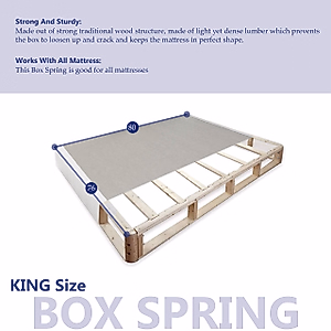 Continental Sleep 8-Inch Fully Assembled Wood Traditional Box Spring/Foundation for Mattress Set, King, Beige