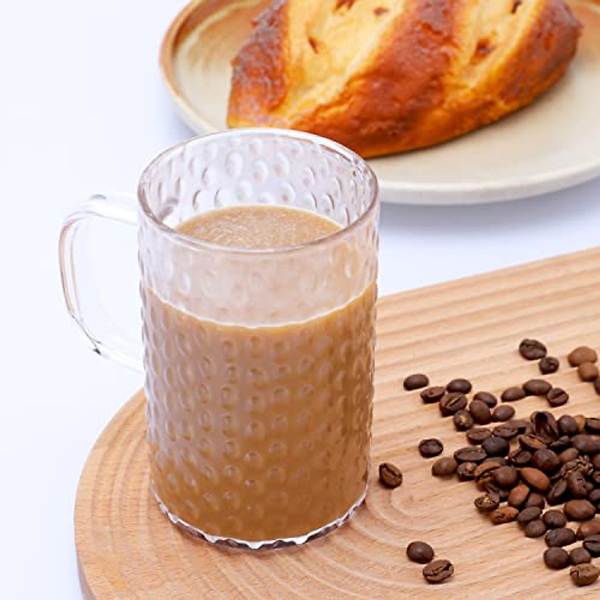 Hawnn Coffee Mugs Set of 4, Plastic Coffee Cups Set, 16 Ounce Unbreakable Clear Coffee Mug Plastic with Handle, Reusable Plastic Mug Dishwasher Safe