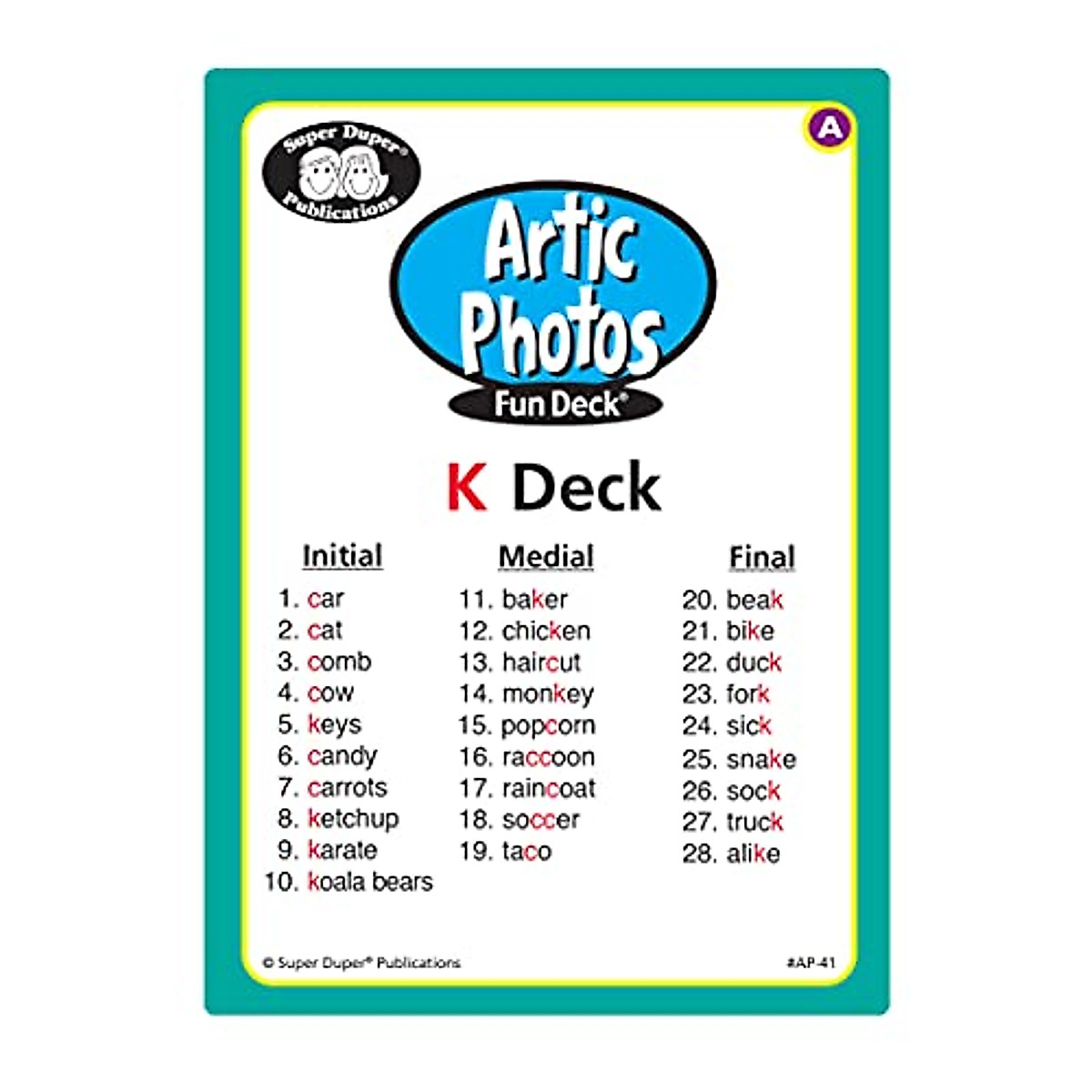 Super Duper Publications | Articulation Photos K Sound Fun Deck Flash Cards | Educational Learning Resource for Children