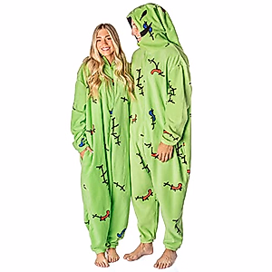 Bioworld The Nightmare Before Christmas Adult Oogie Boogie Costume Kigurumi Union Suit Pajama Outfit Green