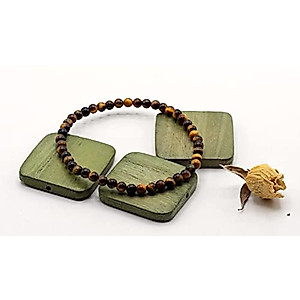 LTC Designs 4mm Smooth Round Tiger's Eye Stretch Bracelet, 6.5" for Women, Men and Teens