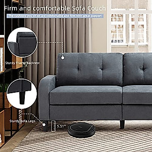 Vongrasig 73" Loveseat Sofa, 2 Seater Button Tufted Upholstered Couch, Modern Sofa with 6.3" Deep Seat Cushion for Small Space Living Room, Apartment, Dorm, Office, Blue Grey