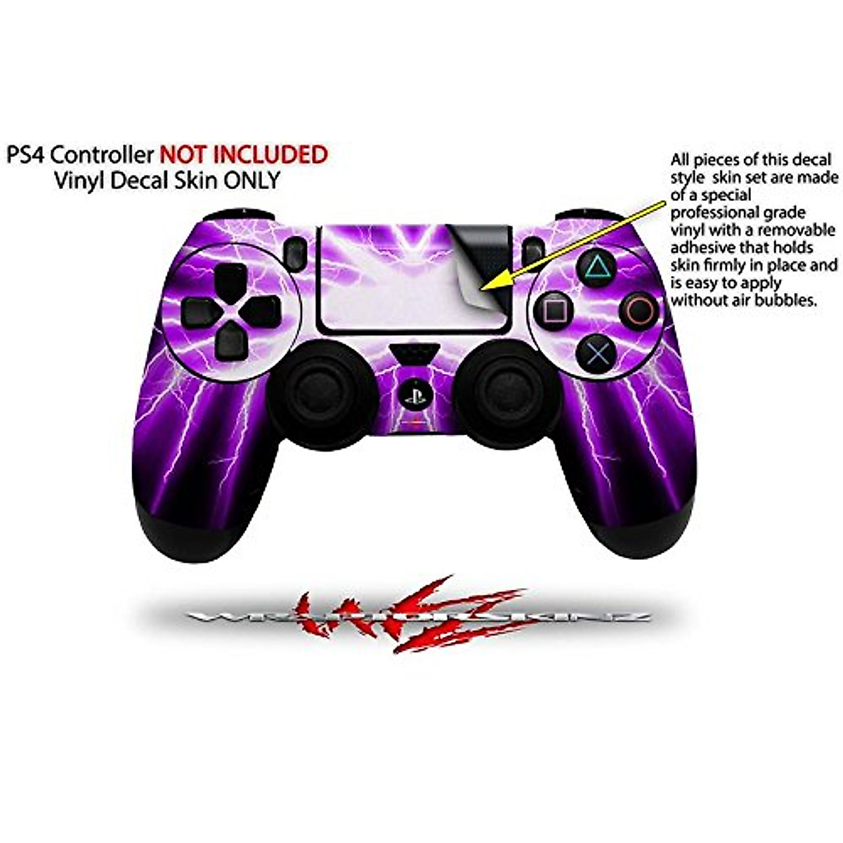 WraptorSkinz Skin Compatible with Sony PS4 Dualshock Controller PlayStation 4 Original Slim and Pro Lightning Purple (Controller NOT Included)