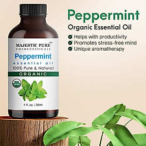 Majestic Pure Eucalyptus USDA Organic Essential Oil | 100% Organic and Premium Quality Oils | Aromatherapy, Skincare, Hair Care, & Household Use | 1 fl. Oz