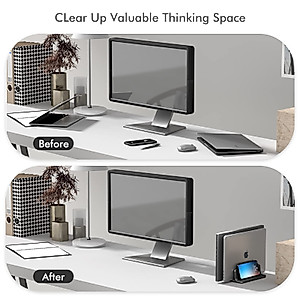 WZXHU Vertical Laptop Stand, 2 Slot Upright Laptop Holder Desk Organizer for MacBook/ Chromebook/ Surface/ HP/Lenovo/ Dell/ iPad Up to 17.3 Inches -Grey