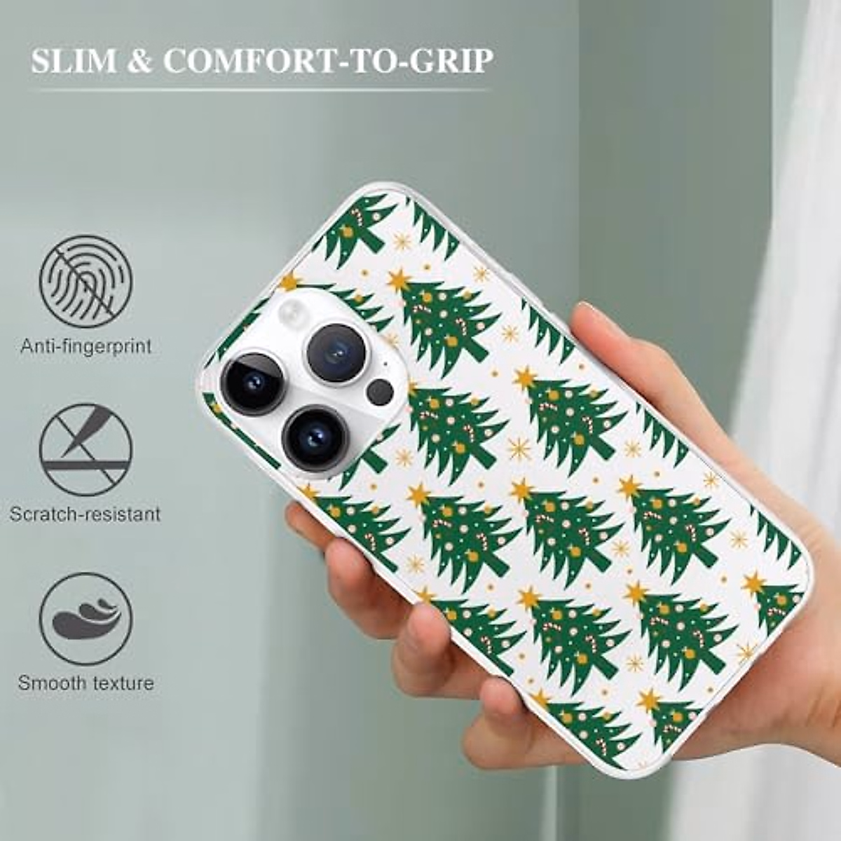 Niapessel Compatible with iPhone 15 Pro Max Case Merry Christmas Tree Print Shockproof Protective Phone Cases Slim Thin Cover TPU for Women Men Boys Girls