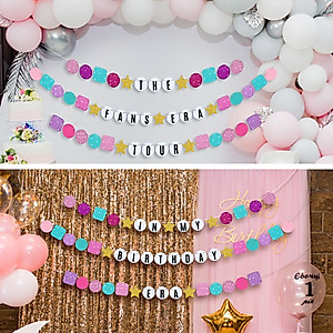 Motiskyy 114 DIY Giant Glitter Friendship Bracelet Banner in My Era Banner Friendship Themed Decor Customizable Happy Birthday Party Supplies Friendship Garland 2024 Graduation (Purple Blue)