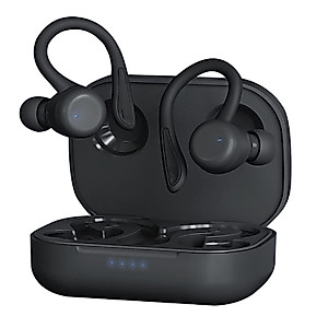 Orange Wireless Earbuds with Earhooks Running Ear Buds Bluetooth Workout Headphones in Ear Noise Cancellling Adjustable Small Mini Sleep Earphones with Mic Stereo Waterproof Android Headset for Sport