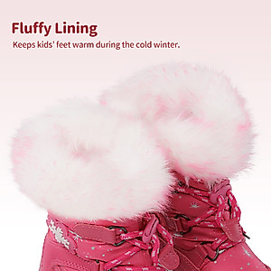 DREAM PAIRS Girls Toddler Snow Boots Slip Resistant Faux Fur Lined Mid Calf Little Kids Winter Shoes,Size 10 Toddler,Rose Red,SDSB2221K