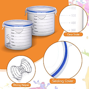 Remerry 8 Sets Paint Container with Stainless Steel Mixing Ball Touch up Paint Cups Storage Cups with Lids Paint Storage Containers Airtight Paint Container for Repainting Leftover Paint (600 ml)