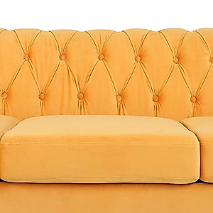 NOSGA Large Sofa, Modern 3 Seater Couch Furniture, Three-seat Sofa Classic Tufted Chesterfield Settee Sofa Tufted Back for Living Room (Yellow)