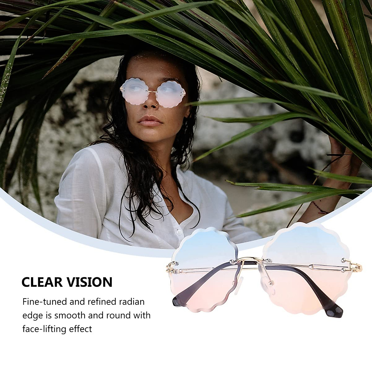 NUOBESTY 1pc Sunglasses Circle Glasses Fashion Glasses for Women Stylish Eyeglasses Circle Mirrored Hipster Round Glasses Stylish Glasses for Women Resin Decorate The Flowers Miss