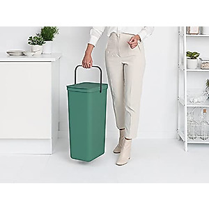Brabantia Sort & Go Kitchen Recycling/Garbage Trash Can (10.6 Gal/Fir Green) Large Refuse Organiser with Handle & Removable Lid, Easy Clean, PerfectFit Bags Included