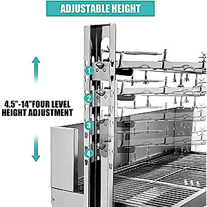 KODOM 132LBS Stainless Steel Rotisserie Grill with Back Cover Guard, 25W Motor Small Pig Lamb Rotisserie Roaster, 37 Inch BBQ Charcoal Rotisserie Roaster Grill for Camping Outdoor Kitchen