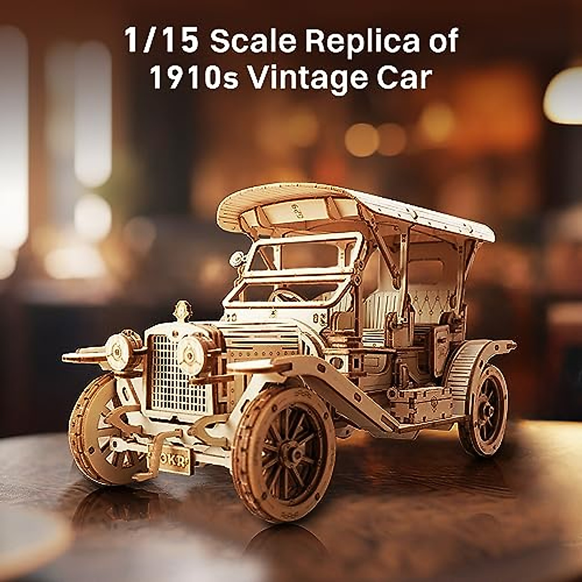 ROKR 3D Wooden Puzzles for Adults Bundle Set - Cello Music Box & Vintage Car Model Kit, Unique Gift Hobby for Boys Girls Family